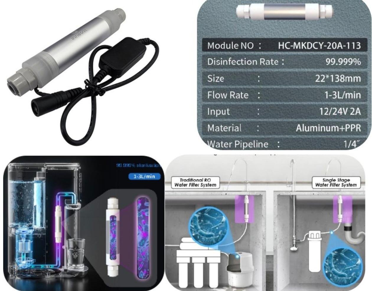 UV Water Sterilizer Oman – Inline UVC-LED Disinfection Module 3 L/min ...